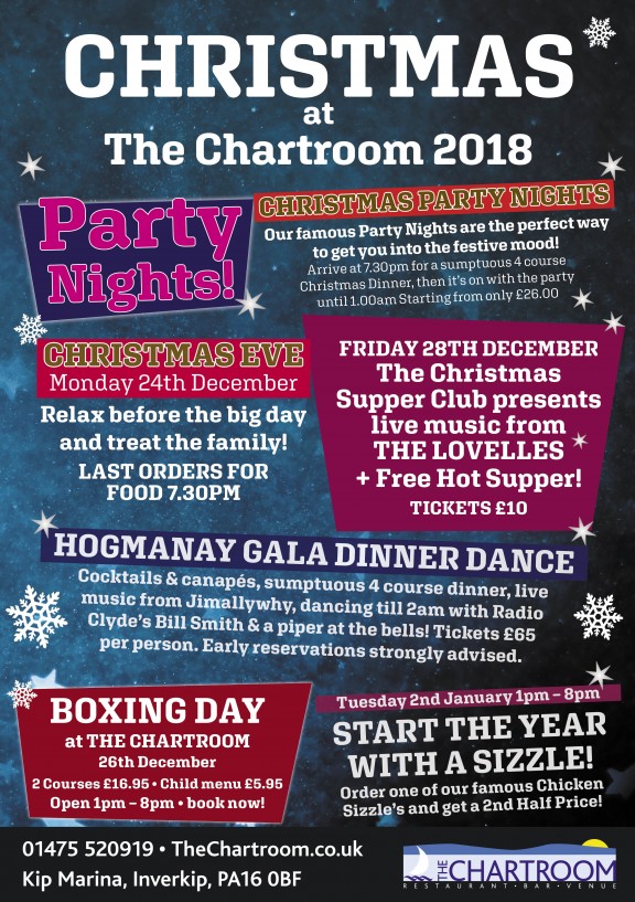 What's On at The Chartroom this Christmas! - Kip Marina Inverkip
